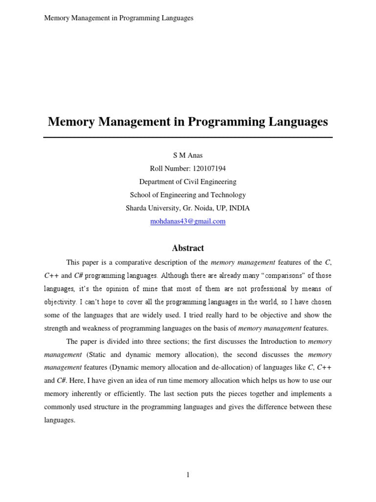 Comparison Of Memory Management Techniques In Modern Programming Langu – peerdh.com