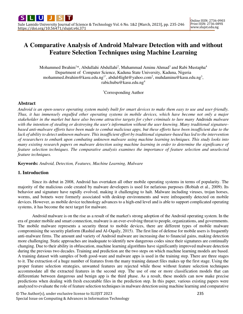 Comparative Analysis Of Android Malware Detection Techniques