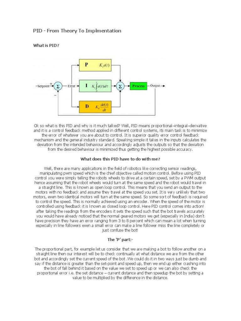 Implementing Pid Control Algorithms For Optimizing Robot Speed And Acc ...